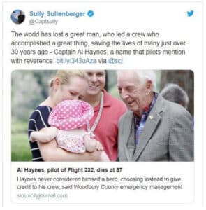 Remembering Captain Al Haynes | Rapoport Weisberg & Sims P.C.